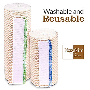Premium Elastic Bandage Wrap (6” Wide, 2 Pack) - Nexskin Latex Free Athletic/Medical Compression Bandages Hook & Loop Fasteners at Both Ends - Lifetime Washable & Reusable USA Grown Cotton Bandage