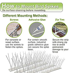 Valibe Bird Spikes Bird Deterrent Devices Stainless Steel 21.6 Feet Bird Repellent Spikes Critter Pricker for Pigeons Small Birds Woodpecker Cat with Uninstalled Pins