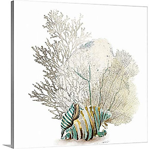 2 Piece Coral Canvas Wall Art Print Set, Beach Home Decor