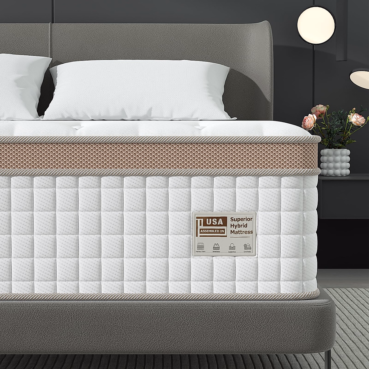 BedStory King Mattress, 14 Inch King Size Hybrid Mattresses in a Box with Pocket Spring Motion Isolation No Fiberglass CertiPUR-US Certified