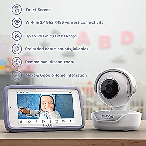 Hubble Connected Nursery Pal Premium Smart Video Baby Monitor with 5" Inch Touch Screen, Privacy Mode, Infrared Night Vision, Two-Way Talk, Room Temperature Sensor and Smartphone App