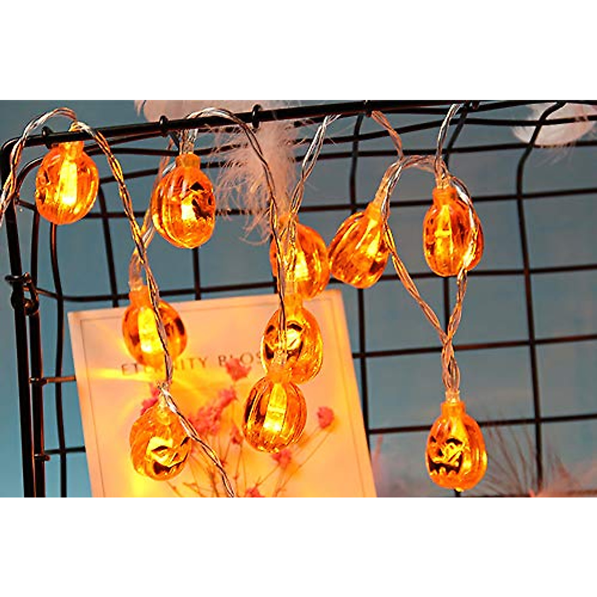 RISEDC Halloween LED String Lights Pumpkin Lantern DIY Garden Strings Home Outdoor Decor lamp Battery Powered-Pumpkin LanternA