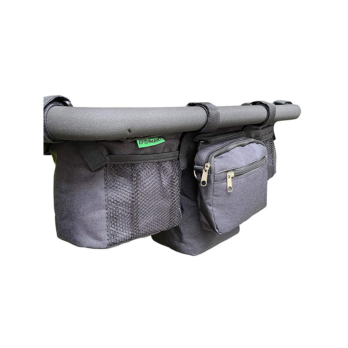 Double Stroller Organizer for Bob Duallie and Baby Jogger City Mini GT With Purse black