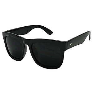 ShadyVEU Classic Square Flat Top Oversized Super Dark Tint Lens UV400 Mens Womens Sunglasses (Style #1)