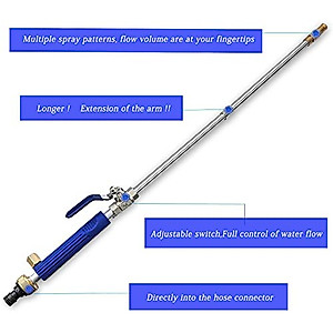 Aokpsrt Hydro Jet High Pressure Power Washer Wand Jet Nozzle Washer for Garden Hose Watering Sprayer Attachment with 3 Hydrojet Nozzle and Hose
