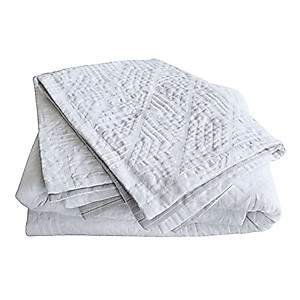 meadow park Matelasse Duvet Cover Set, 100% Cotton, Pre-Washed, Soft & Cozy, Woven Jacquard Textured, Modern Geo Design Bedding Set, King, White