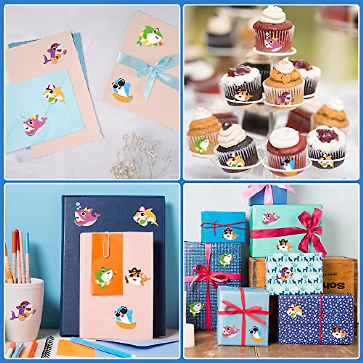 Haooryx 300pcs Ocean Animal Make A Shark Stickers Roll Funny Make Your Own Sea Creature Sticker Mix and Match Shark DIY Sticker for Water Bottles Laptop Kids Birthday Party Favors