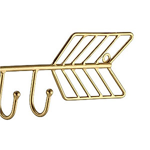 Retrome Decorative Gold Arrow Coat Hooks Wall Mounted - 23.6" Metal Coat Hanger Rack with 6 Hooks - Heavy Duty Key Hat Holder for Entryway