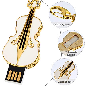 SOLUSTRE USB Drive 32GB Guitar USB Flash Drive Keychain Musical Instrument Key Ring Memory Stick Pendrive Jump Drive Gifts for Data Files Pictures Storage Car Decor