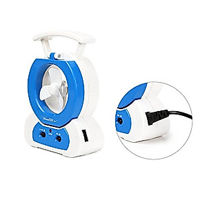 iMounTEK Mini Portable Cooling Rechargeable Electric Powered Small Quiet Desktop Table Fan W/ 22 LED Desk Lamp/Light & Powerful LED Flashlight (Blue)