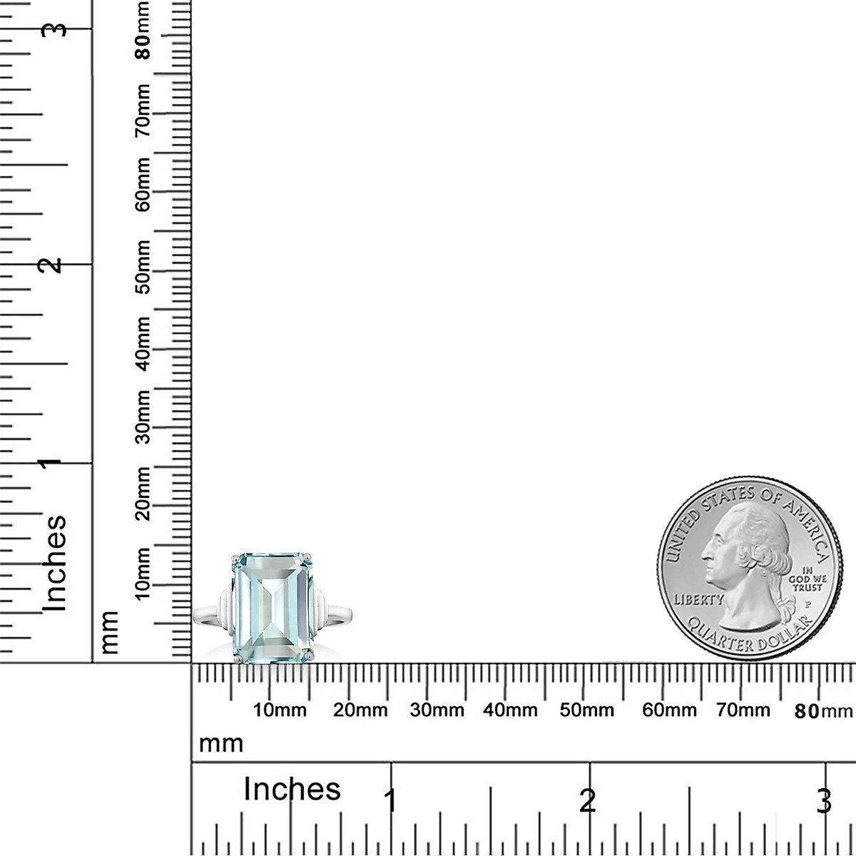 Gem Stone King 925 Sterling Silver Gemstone Birthstone Solitaire Engagement Ring | Emerald Cut 14X10MM Ring For Women | Available In Size 5, 6, 7, 8, 9