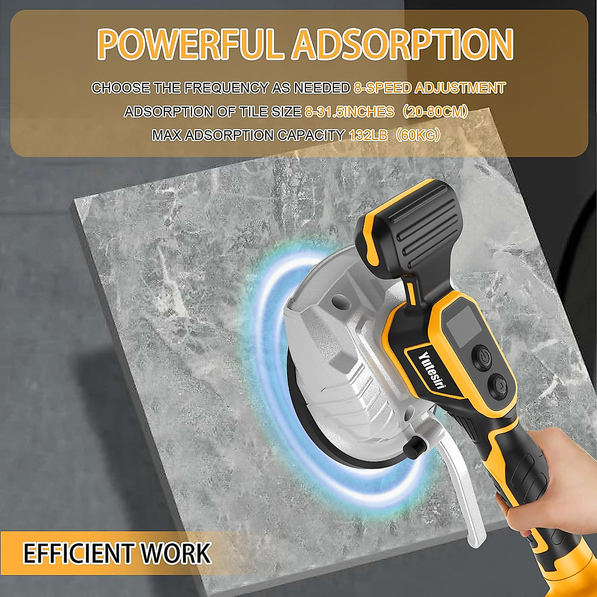 Cordless Tile Vibration Leveling Machine, for Dewalt 20V Max Battery, Yutesiri Portable Tiler Vibrator Tool with 8 Adjustable Speed,Digital Display for Floor,Tile,Wall (Battery NOT Include)