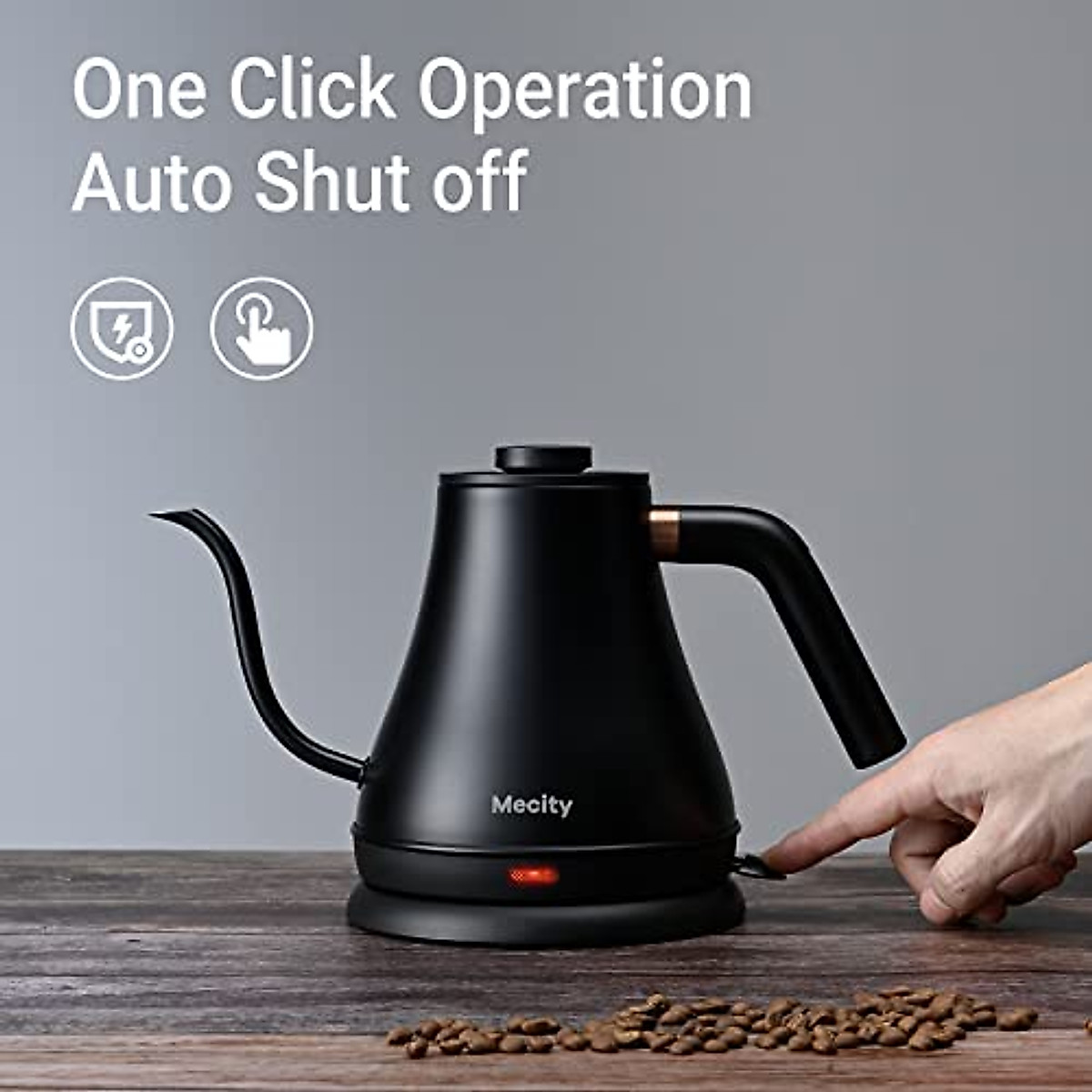 Mecity Electric Kettle Gooseneck Water Kettle Stainless Steel Tea Kettle Water Boiler Fast Heating, Auto Shut Off, 27 Ounce, 1000W, Matte Black