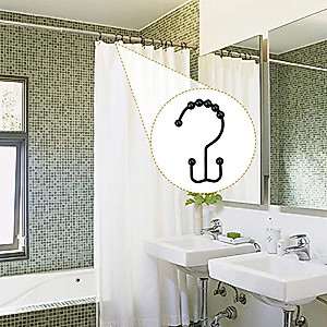 MJIYA Shower Curtain Rings, Stainless Steel Roller Rust-Resistant Balance Sliding Anti-Drop Double Shower Hooks for Curtain Bathroom Shower Curtain (Black)