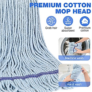 String Mop Heavy Duty for Floor Cleaning- Industrial Commercial Mop with 59inch Mop Handle, Wet Mop for Home,Garage,Office, Workshop, Warehouse Floor Cleaning