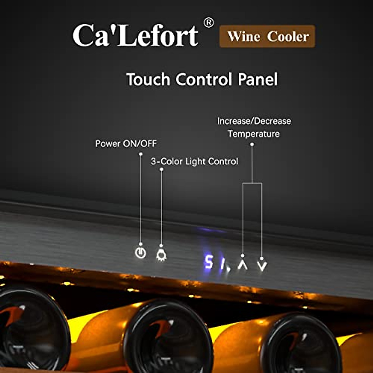 Ca'Lefort 24 Inch Wine Cooler, 54 Bottle Wine Fridge Single Zone with Modern Touch Intelligent Digital 40°-65°F Low Noise, Wine Cooler Refrigerator Built in or Freestanding for Home Kitchen