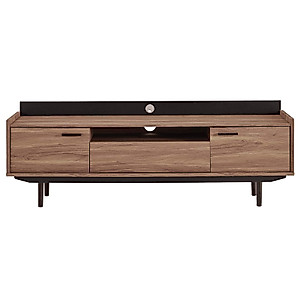 Modway Visionary 70" Mid-Century Modern Low Profile Entertainment TV Stand in Walnut Black
