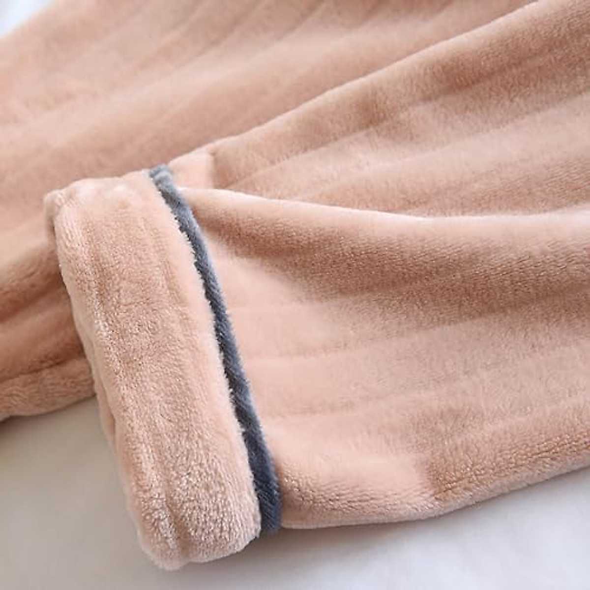 Dadatutu Women's Solid Cable Fleece Pajamas Sets Lapel Sleepwear Pocket Loose Long Sleeve Button Shirt Trousers Pajama Set