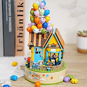 QLT Balloon Up House Music Box Building Block for Adults Girls Age 8-14 Yrs (528 PCS) Compatible with Lego Disney, Girls Toys for Valentine and Birthday Gifts