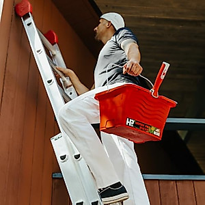 HANDy Paint Products Pro-Go Bucket Paint and Tool Bucket with Brush Holder That Attaches to Most Ladders, 1 Gallon, Red