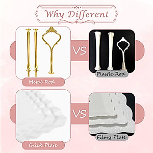 PinCute 5 Pcs Dessert Table Display Set - 2 X Cupcake Stand Holder/Cup Cake Tier Tower & 3 X Serving Tray Combo for Tea Party, Birthday, Baby Shower (Wave Square)