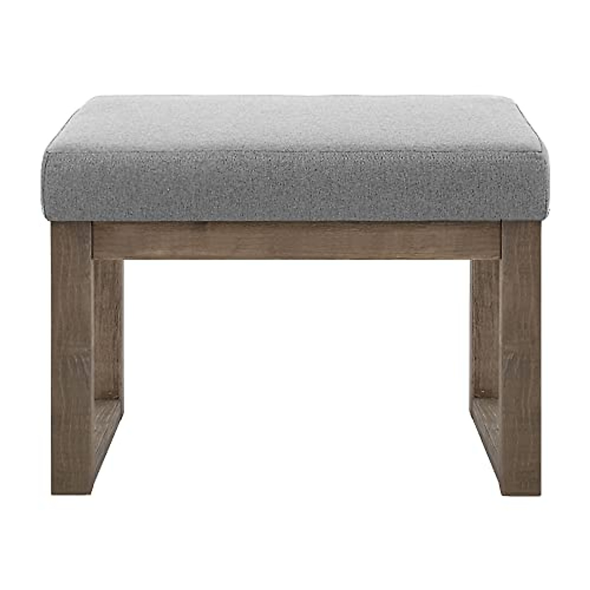 Homestripe 27 Inch Wide Rectangle Ottoman Bench Grey Footstool, Linen Look Polyester Fabric for Living Room, Bedroom, Grey