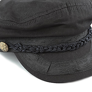 The Hat Depot Cotton Yachting Style Sailing Greek Fisherman Cap hat (L/XL, Black)