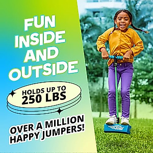 Flybar My First Foam Pogo Jumper for Kids Fun and Safe Pogo Stick, Durable Foam and Bungee Jumper for Ages 3 and up Toddler Toys, Supports up to 250lbs (Blue)