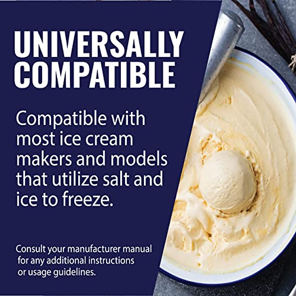All-Natural Ice Cream Salt - Rock Salt for Ice Cream Maker, Universally Compatible with All Ice Cream Makers that Use Rock Salt - Exceptionally High Food-Grade Quality - 10 lbs. (2-Pack, 5 Lb. Bags)