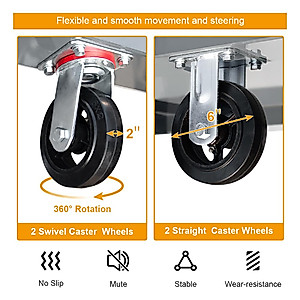 DMC-FPPS 48" L x 24" W Steel Platform Truck 2000 Lb. Loading Capacity Heavy Duty Flatbed Hand Truck Utility Push Cart with 6"x4" Rubber Casters