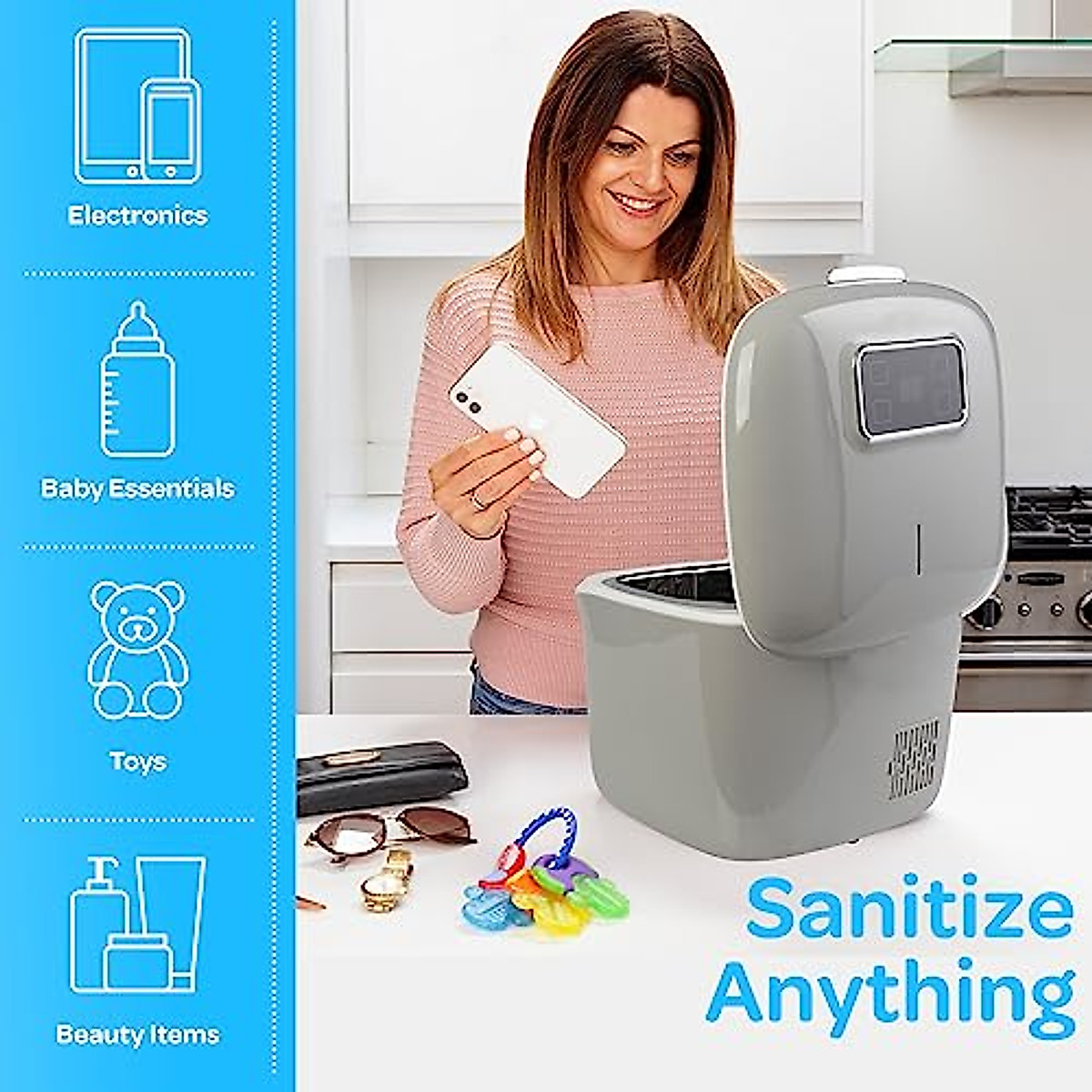 EVLA’S Baby Bottle Sanitizer & Dryer, UV Light Sanitizer Box for Baby Feeding Bottles, Pacifiers, Toys for Baby, Sanitizes in Minutes, Touch Screen Control (Gray)