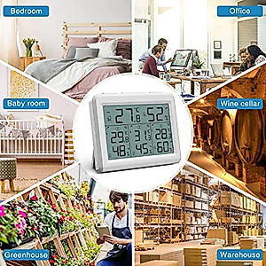 AMIR Indoor Outdoor Thermometer, 3 Channels Digital Hygrometer Thermometer with 3 Sensor, Temperature Humidity Monitor with LCD Display, Wireless Humidity Gauge for Home, Baby Room