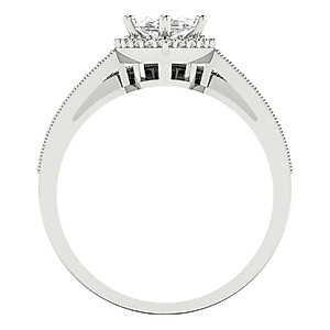 Clara Pucci 2.48ct Marquise Cut Genuine Zircon 14k White Gold Halo Solitaire W/Accents Wedding Bridal Engagement Set Ring Size 3.5
