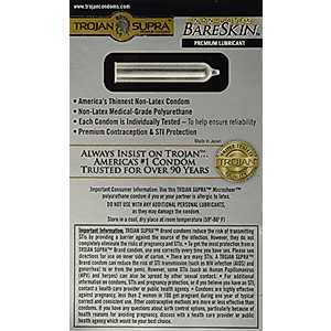 Trojan Supra Lubricated Premium Condoms MicroSheer Polyurethane Ultra-Thin 6 ea (Pack of 4)