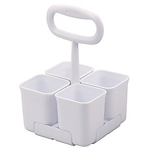 Stanley Removable 4 Cup Office Supplies Organizer Caddy for Scissors, Pens, Pencils, Notepads Art Supplies and other Desk Essentials, White (SCICAD)