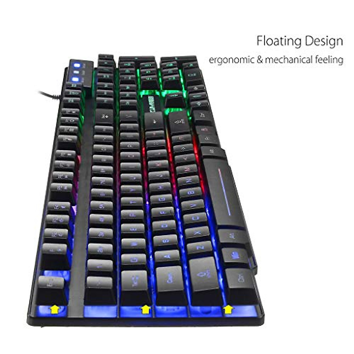 Sdoveb Gaming Keyboard Mouse and Mouse pad Combo, Rainbow LED Backlit Keyboard Mouse, for Windows XP, Vista 7/8/10, OSX Systems (Black)