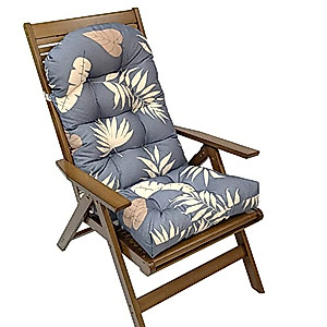AYGJKIE Waterproof Outdoor Cushions for Patio Furniture Indoor Floral Printed Sun Lounger Pad Replacement with Ties, Rocking Chair Sofa Cushion Non-Slip High Back (Color : Grey Leaves, Size : 110x50