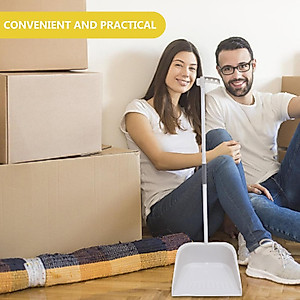 Lurrose Broom and Dustpan Set Broom with Dustpan Combo Set Upgrade Broom Long Handle Broom Broomstick Standing Dust Pan for Home Kitchen Lobby Floor Cleaning