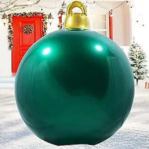 Christmas Decorations Inflatable Balls Outdoor, Large Modern 24 Inches Christmas Ornaments Indoor, Reusable Blow Up Yard Decor, Oversized Seasonal Holiday Hanging Up Ornaments Ball Ideal For Party