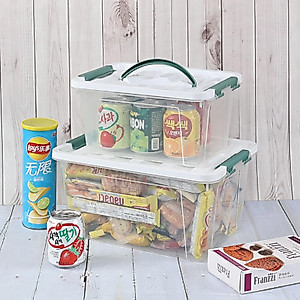 Uumitty Clear Storage Latch Box/Bin, 2-Pack Plastic Organizing Container with Handle and Lids (14 QT & 7QT)