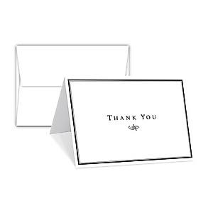 Thank You Holiday Cards for Small Business, 4.5x6 Inch Folded, Ships Flat, Blank Inside + Envelopes - Elegant Design Note Card for Weddings, Bridal, Baby Shower, Graduation | Set of 25