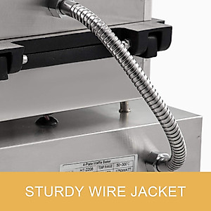 VBENLEM Commercial Round Waffle Maker 4pcs Nonstick Electric Waffle Maker Machine Stainless Steel 110V Temperature and Time Control Heart Belgian Waffle Maker Suitable for Restaurant Snack Bar Family