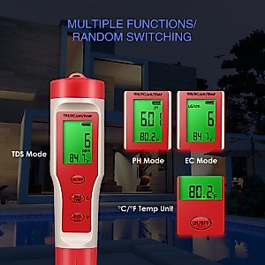 Bestooth pH Meter, 0.01 Resolution High Accuracy Digital pH Tester with ATC: 4 in 1 PH TDS Temperature Meter for Drinking Water, Hydroponics, Lab, Aquarium
