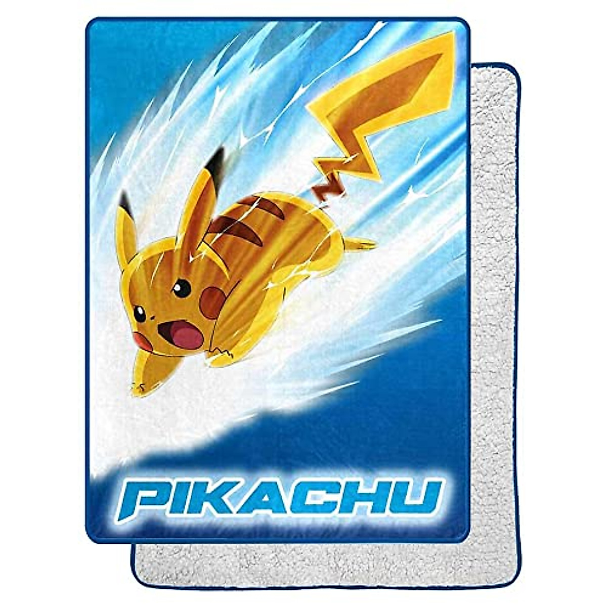 Northwest Pokemon Pikachu Bolt Oversized Silk Touch Sherpa Throw Blanket, 60" x 80"