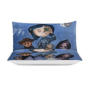 Adjzepuo Coraline Ultra Soft Reversible Breathable 3D Printed Bedding Sets 3 Piece 1 Duvet Cover + 2 Pillowcase 86"x70"