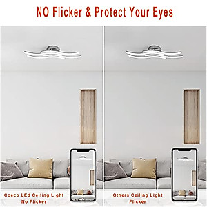 Goeco 4-Light Modern Ceiling Light 24W 2200LM LED Ceiling Light Fixture Neutral White 4000K Curved Design Flush Mount Ceiling Lamp for Hallway, Kitchen, Bedroom, Living Room 110V(Natural White)