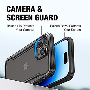 RAPTIC Shield for iPhone 14 Pro Case, Shockproof Protective Clear Case, Military Grade 10ft Drop Tested, Durable Aluminum Frame, Anti-Yellowing Technology Case, 6.1 inch, Black