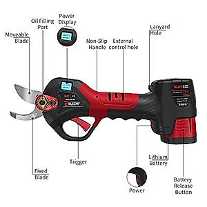 K KLEZHI Professional Cordless Electric Pruning Shears, 2 Pcs Rechargeable Lithium Battery Powered Tree Branch Pruner,25mm 1.0 INCH Cutting Diameter 6-7 Working Hours for Garden Fruit Tree(Red & Gray)