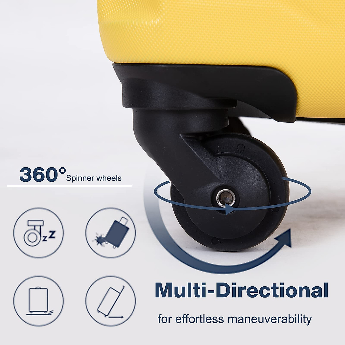 Tripcomp Luggage Sets Wear-Resistance Hardside Lightweight Suitcase Double Spinner Wheels, TSA Lock,Two Hooks, Scratch-resistant Carry-on, 3 Piece Set(20/24/28) (Bright yellow)