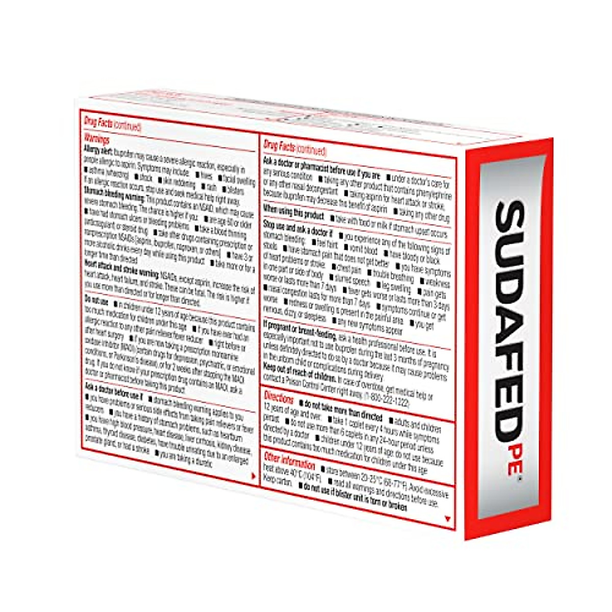 Sudafed PE Non-Drowsy Head Congestion + Pain Relief Caplets with Ibuprofen 200 mg & Phenylephrine HCl 10 mg, Nasal Decongestant & NSAID Pain Reliever & Fever Reducer, 20 ct